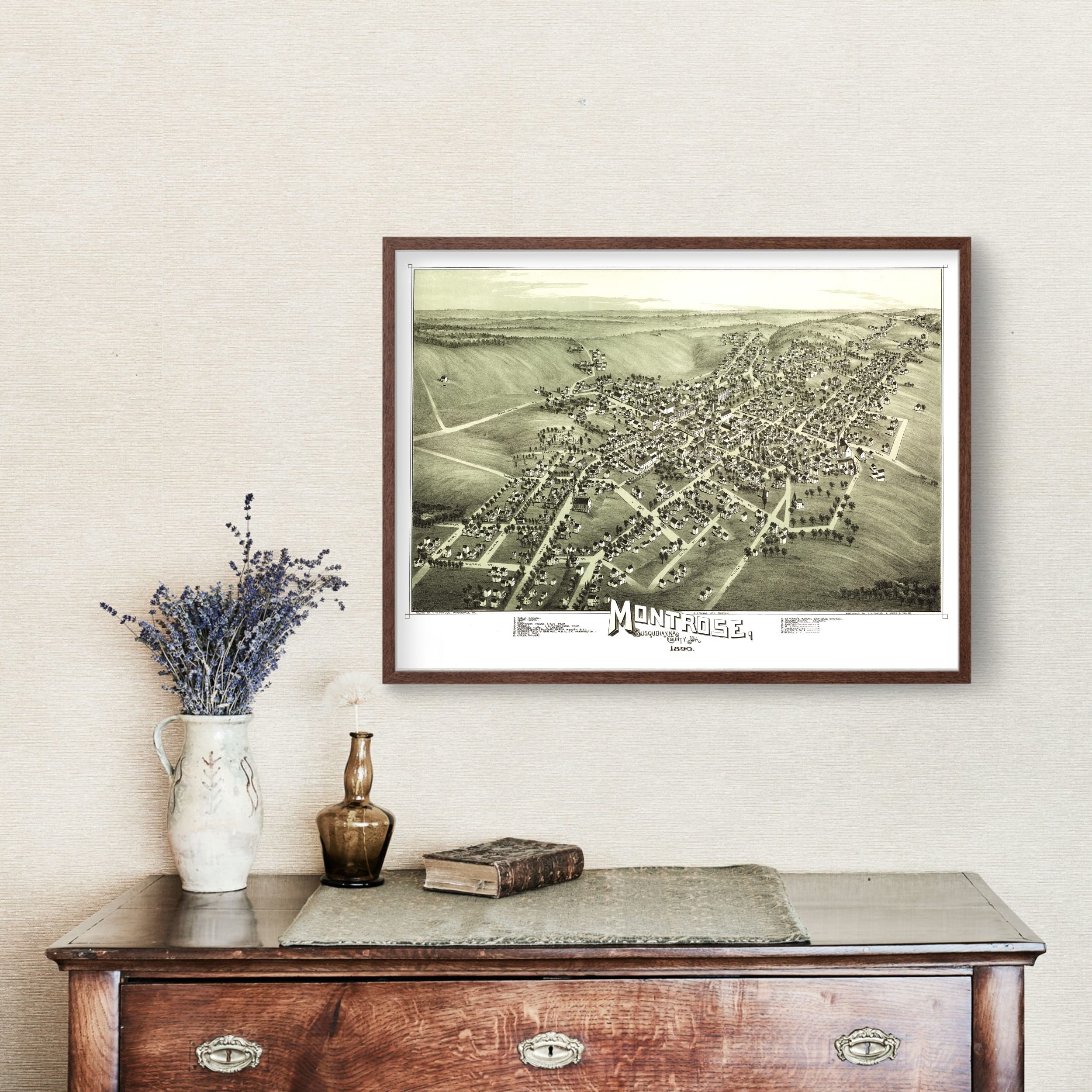 Montrose Map 1890, Vintage Montrose Map, Old Montrose Pennsylvania Art ...