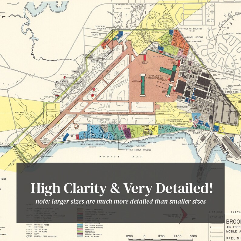 Brookley Air Force Base Vicinity Map 1952, Vintage Brookley Air Force ...