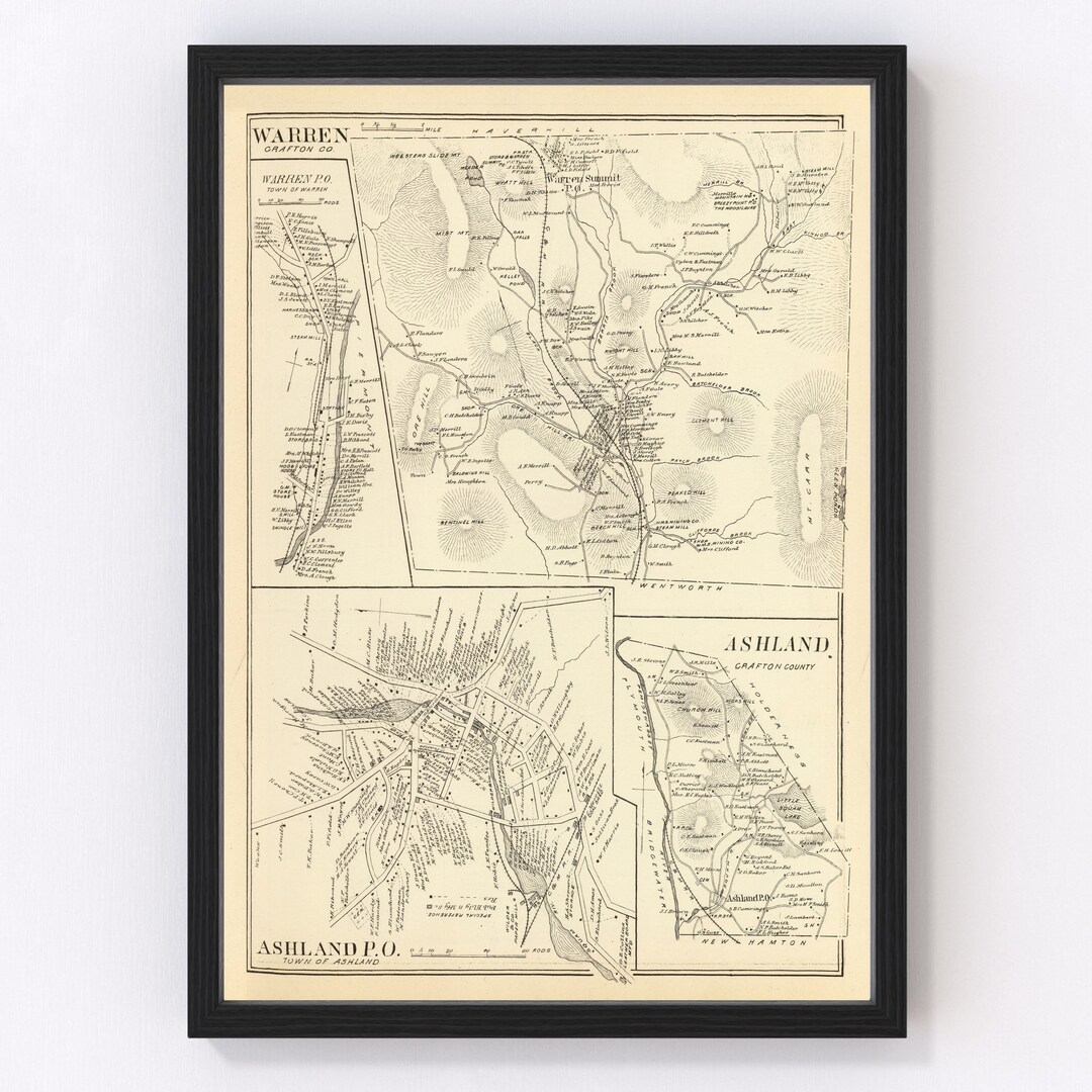 Ashland Map 1892 Old Map of Ashland New Hampshire Art Vintage Print ...