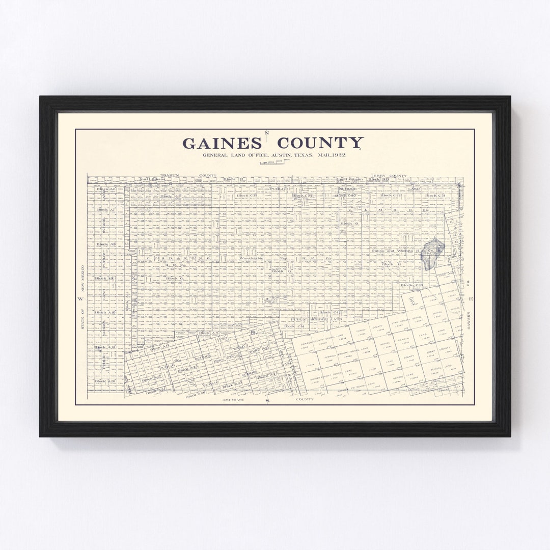 Gaines County Map 1922, Vintage Gaines County Map, Old Gaines County ...