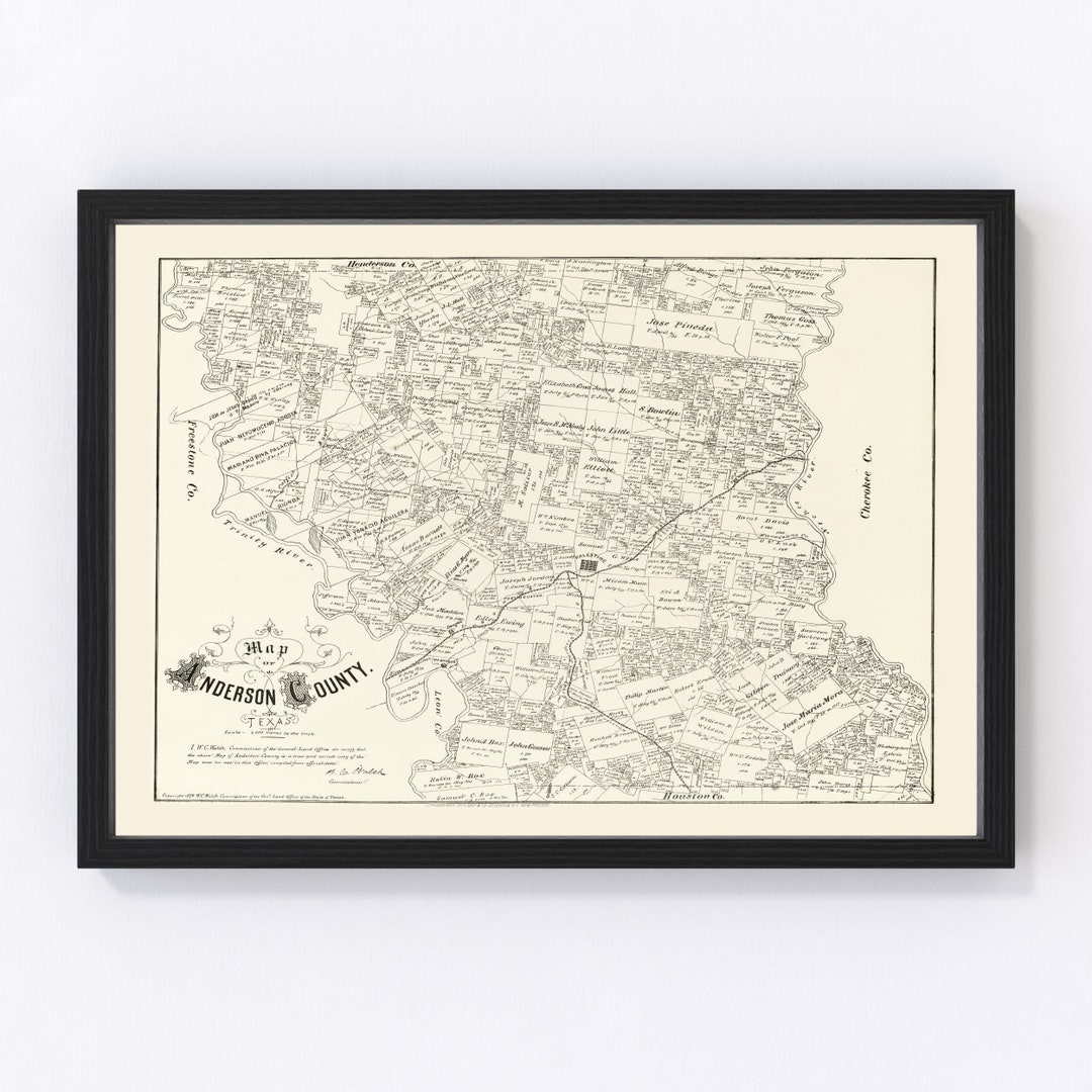 Anderson County Texas Map 1879 Old Map of Anderson County - Etsy