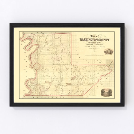 Washington County MS Map 1871 Old Map of Greenvile - Etsy
