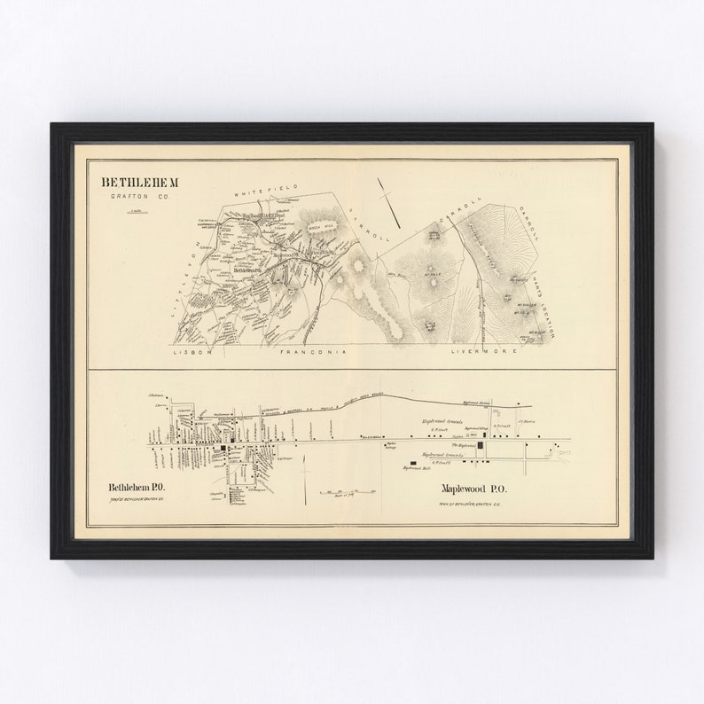 Bethlehem Map 1892 Old Map of Bethlehem New Hampshire Art - Etsy