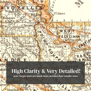 Louisiana Map 1876 Old Map of Louisiana Art Vintage Print Framed Wall ...