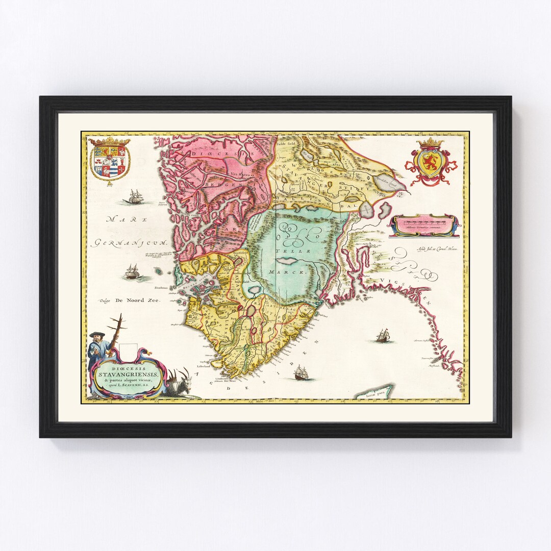 Norway Map 1665, Vintage Norway Map, Old Norway Art, Wall Art Gift for ...