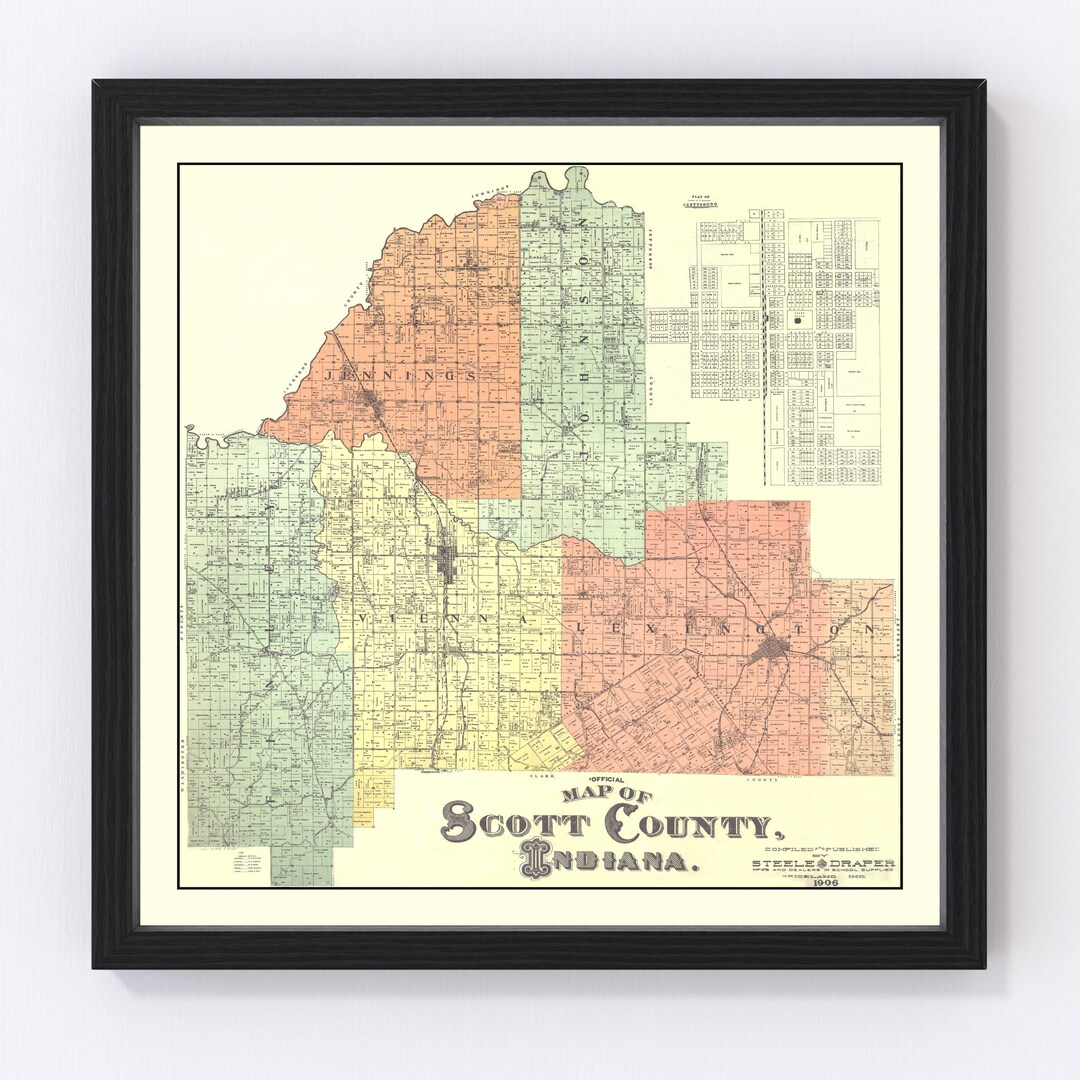 Scott County Map 1906, Vintage Scott County Map, Old Scott County ...