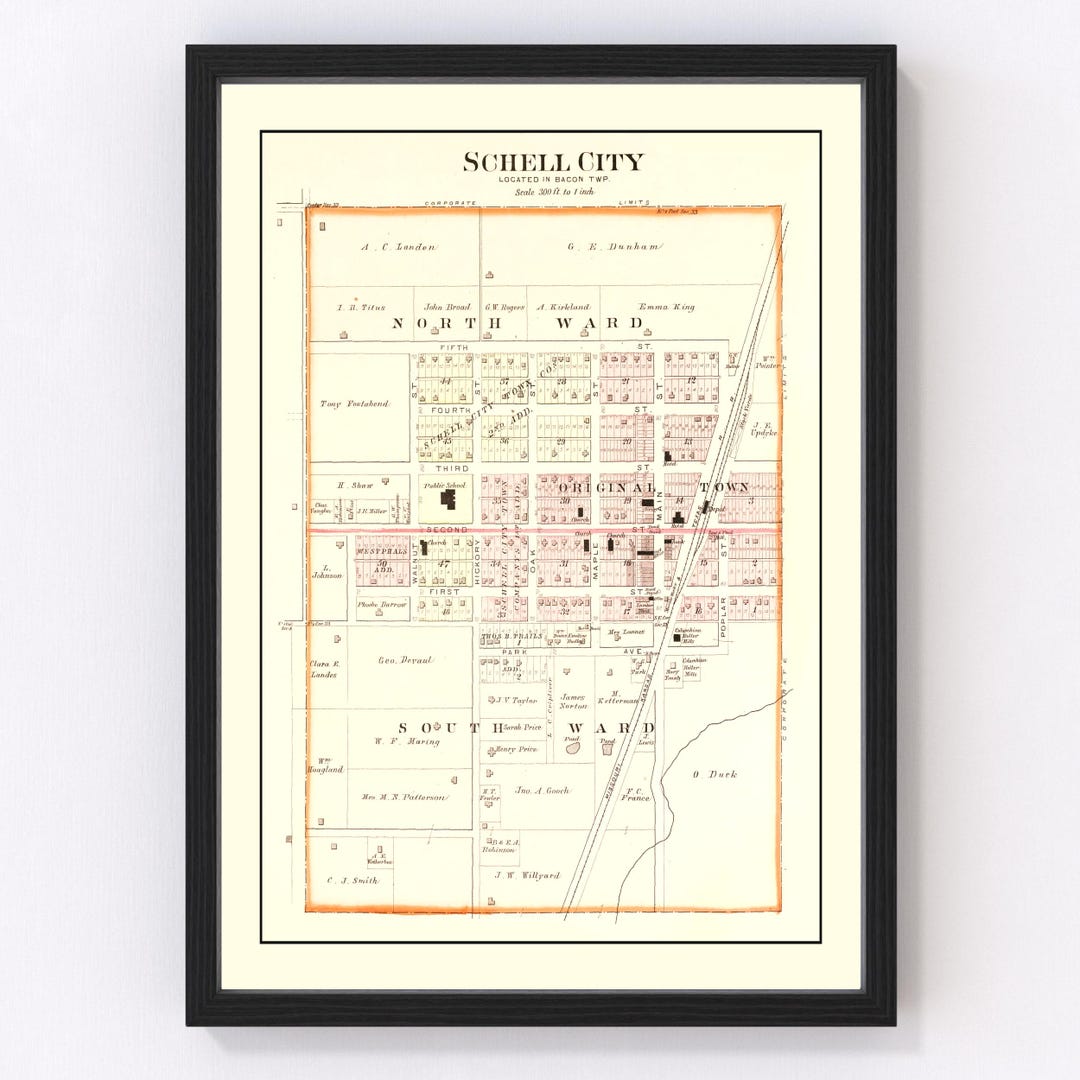 Schell City Map 1903, Vintage Schell City Map, Old Schell City Missouri ...