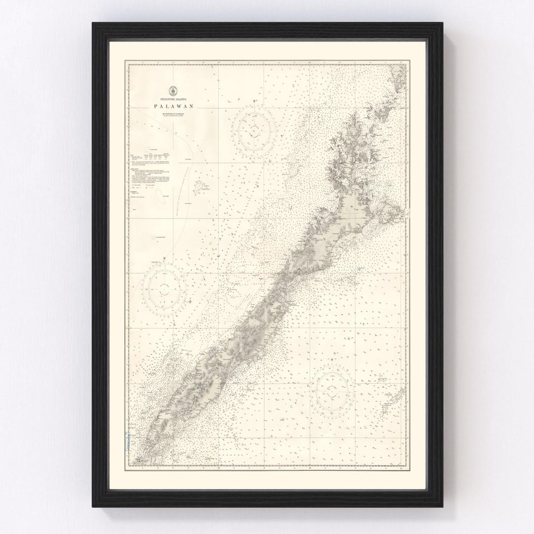 Palawan Island Map 1938, Vintage Palawan Island Map, Old Palawan Island ...