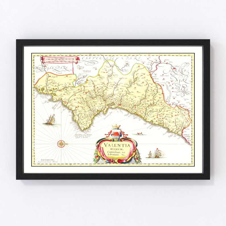 Valencia Map 1665 Old Map of Valencia Spain Art Vintage - Etsy