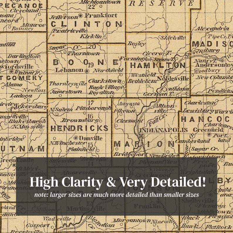 Indiana Map 1842 Old Map of Indiana Art Vintage Print Framed - Etsy