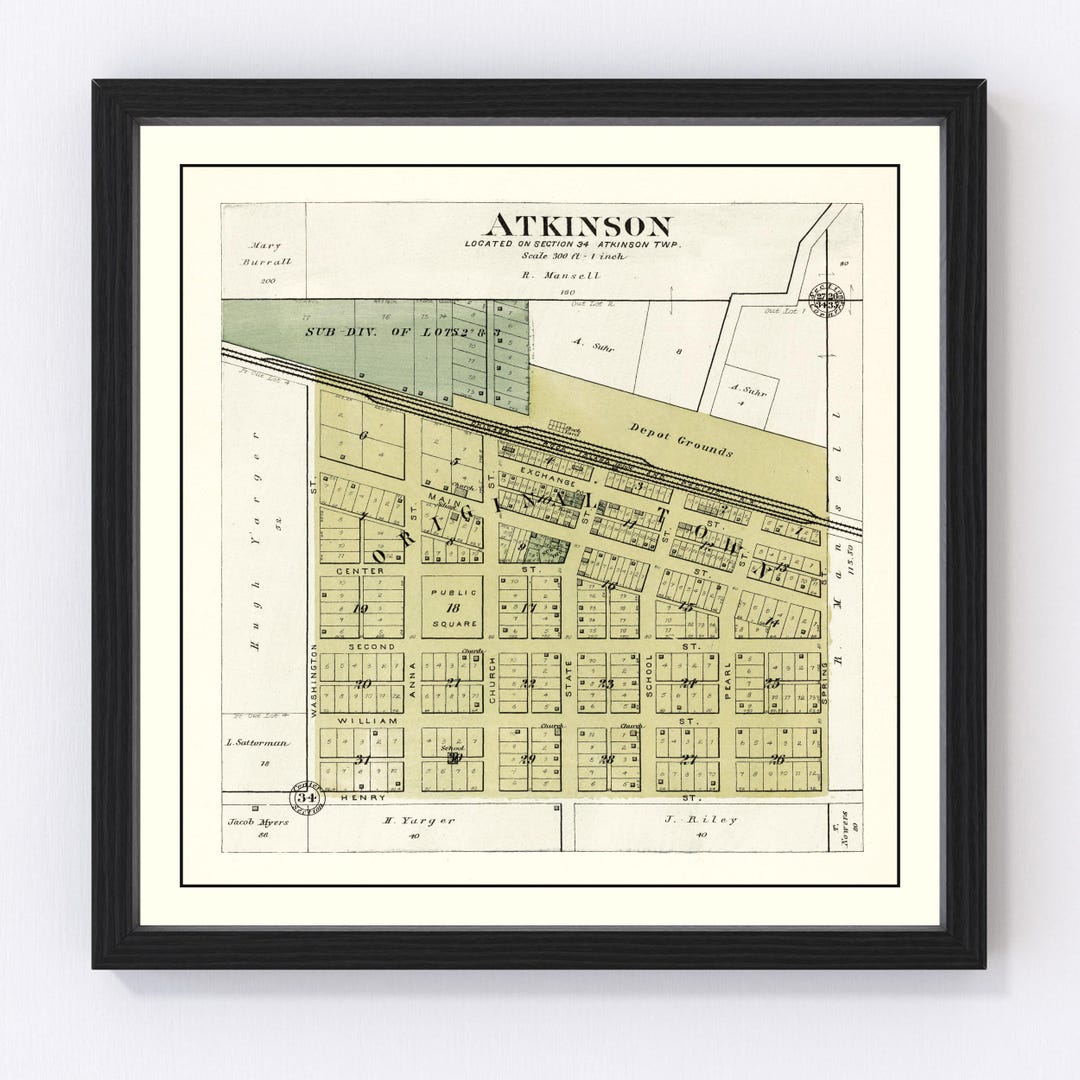 Atkinson Map 1893, Vintage Atkinson Map, Old Atkinson Illinois Art ...