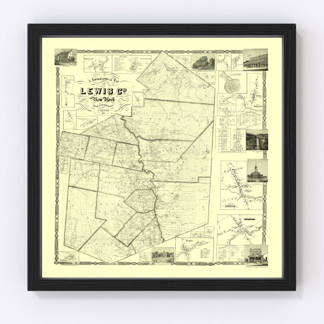 Lewis County New York Map 1857 - Old Map of Lewis County New York Art ...