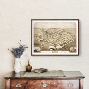 Pella Map 1869 - Old Map of Pella Iowa Art Vintage Print Framed Canvas ...