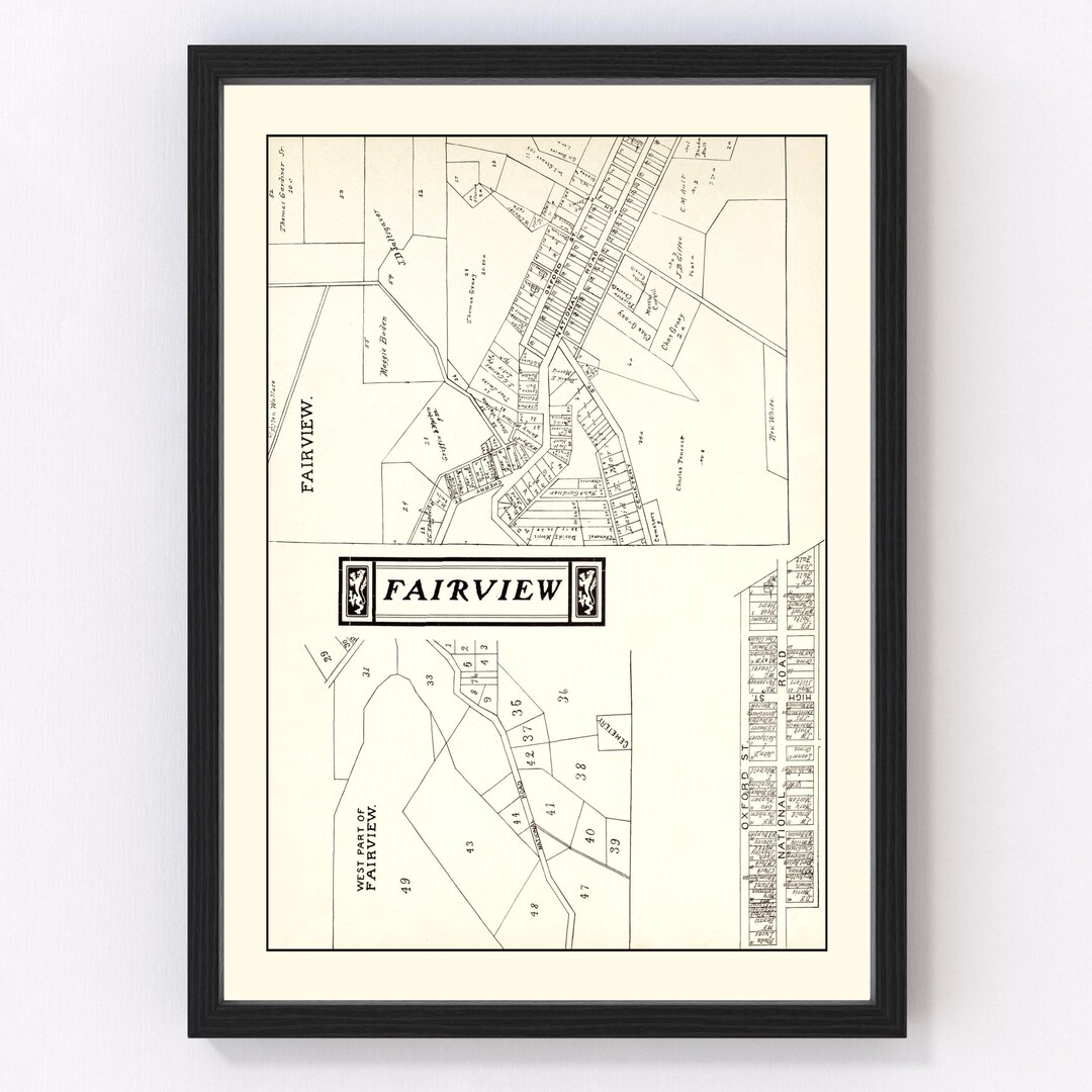 Fairview Map 1902, Vintage Fairview Map, Old Fairview Ohio Art, Wall ...