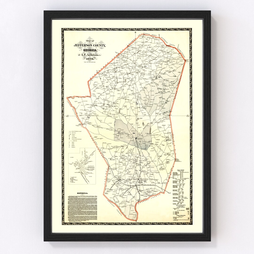 Jefferson County Map 1879, Vintage Jefferson County Map, Old Jefferson ...