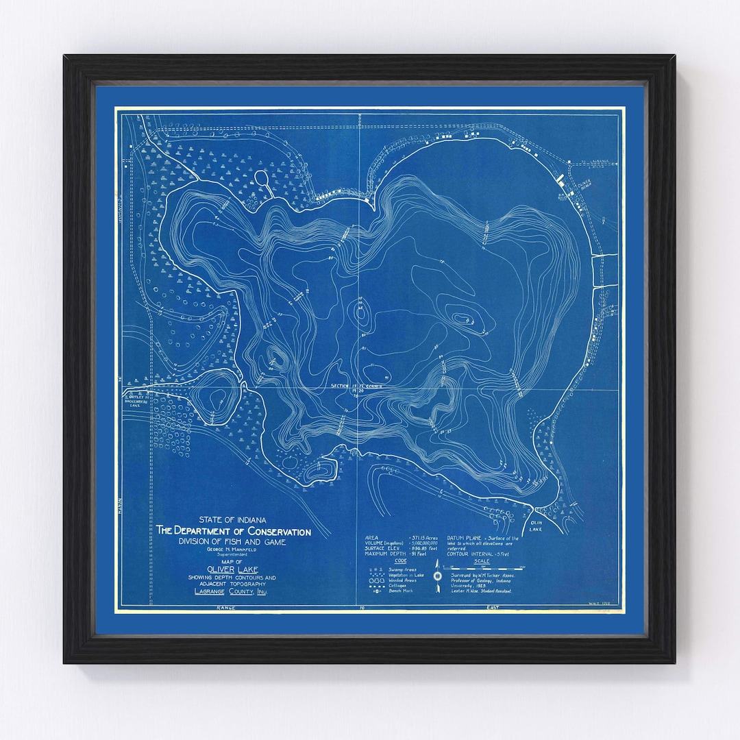 Oliver Lake Map 1925, Vintage Oliver Lake Map, Old Oliver Lake Art ...