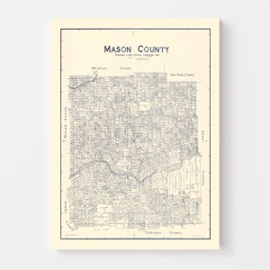 Mason County TX Map 1921 Old Map of Texas Art Vintage Print Framed ...