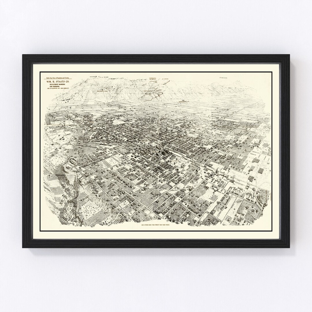 Pasadena Map 1903 Old Map of Pasadena California Art Vintage Print ...