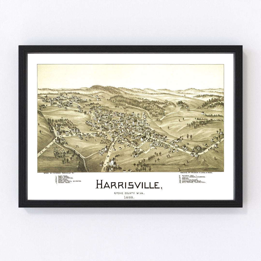 Harrisville Map 1899 Old Map of Harrisville West Virginia - Etsy