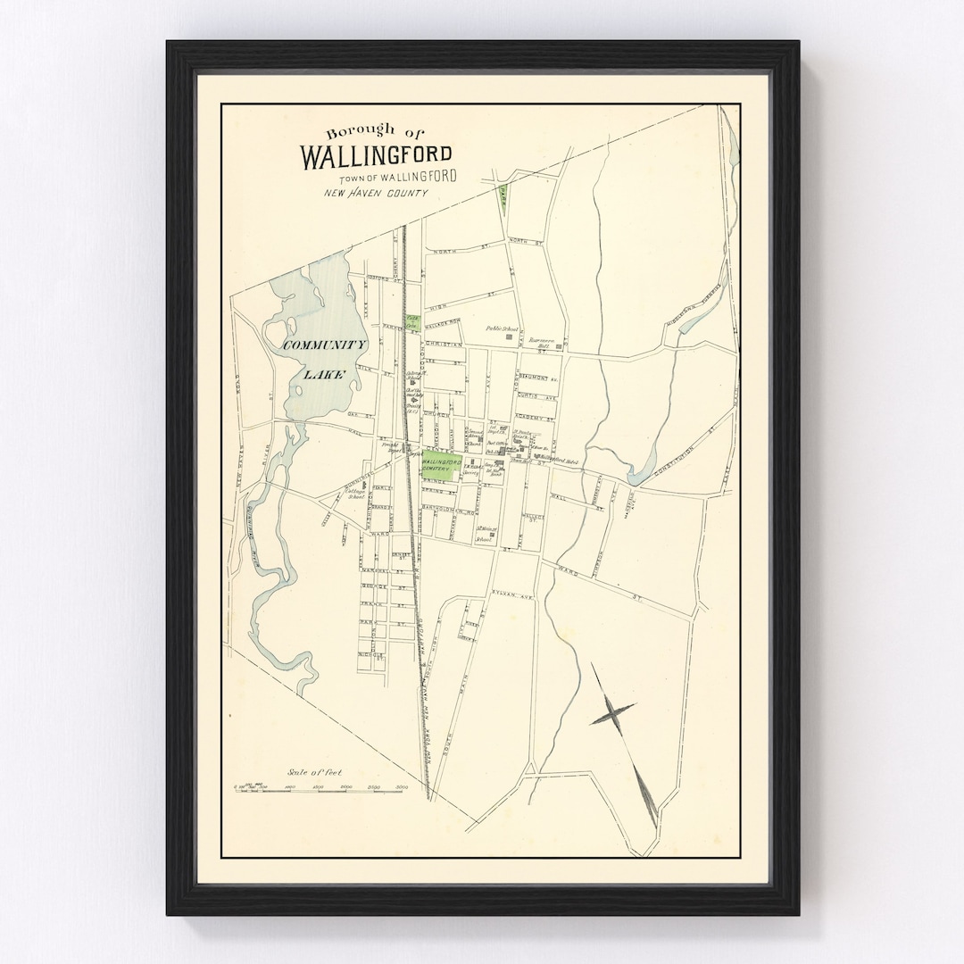 Wallingford Map 1893, Vintage Wallingford Map, Old Wallingford ...