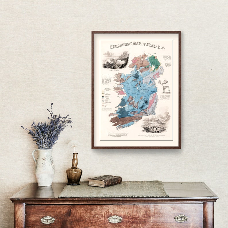 Geological Map of Ireland Map Art Vintage Print From 1850 - Etsy