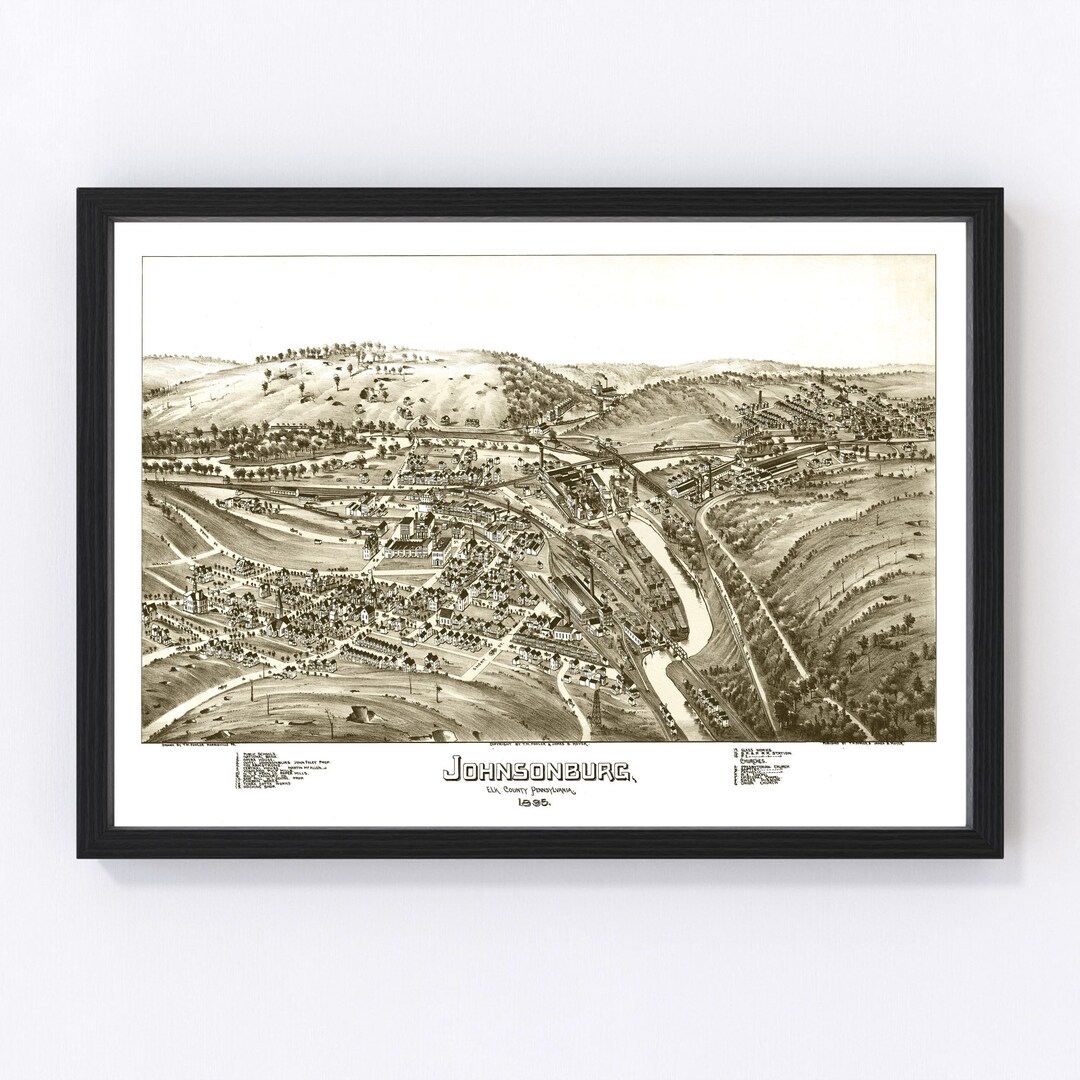 Johnsonburg Map 1895 Old Map of Johnsonburg Pennsylvania Art Vintage ...