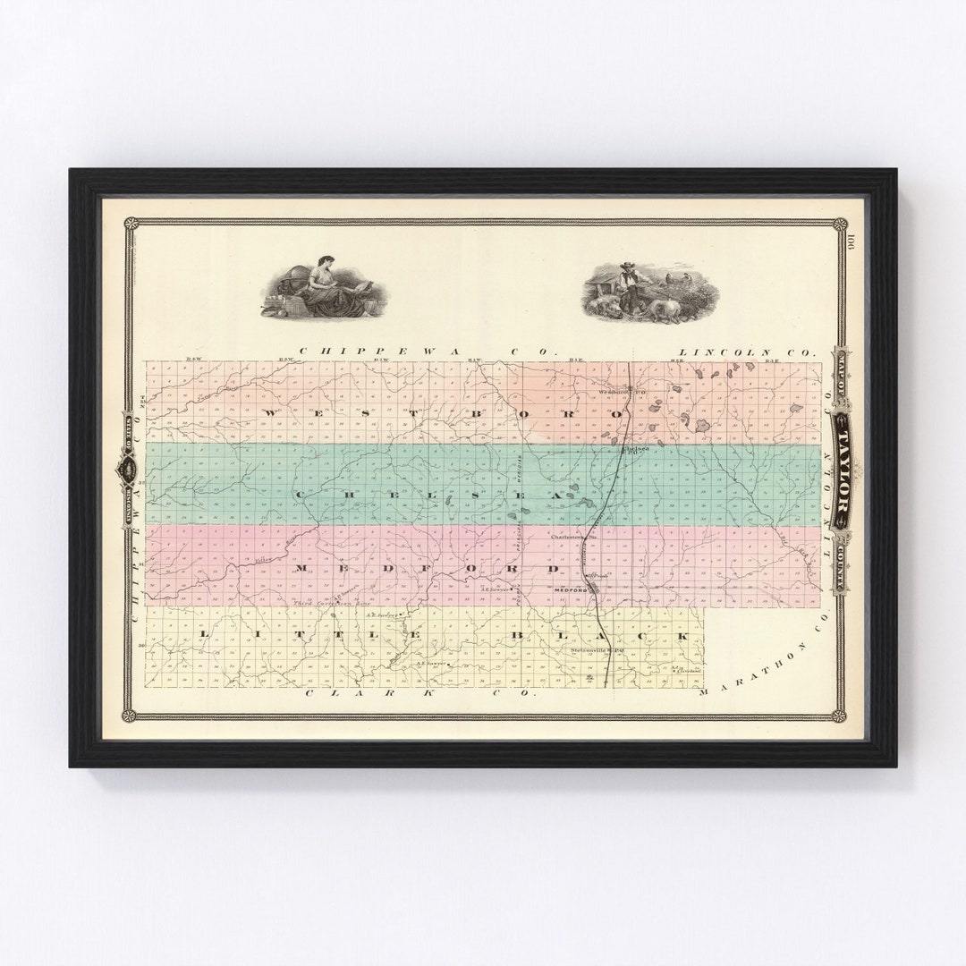 Taylor County Map 1878, Vintage Taylor County Map, Old Taylor County ...