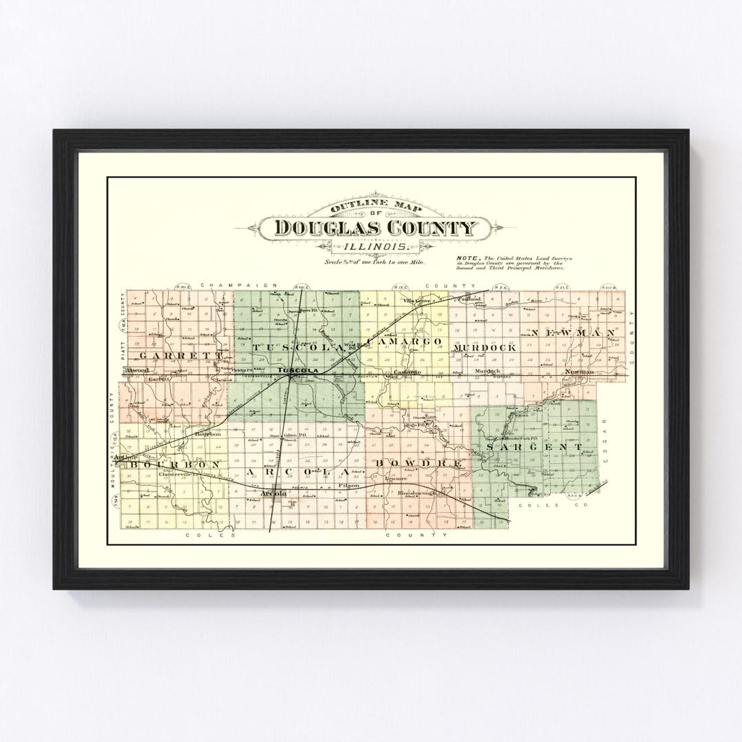 Douglas County Map 1893, Vintage Douglas County Map, Old Douglas County ...