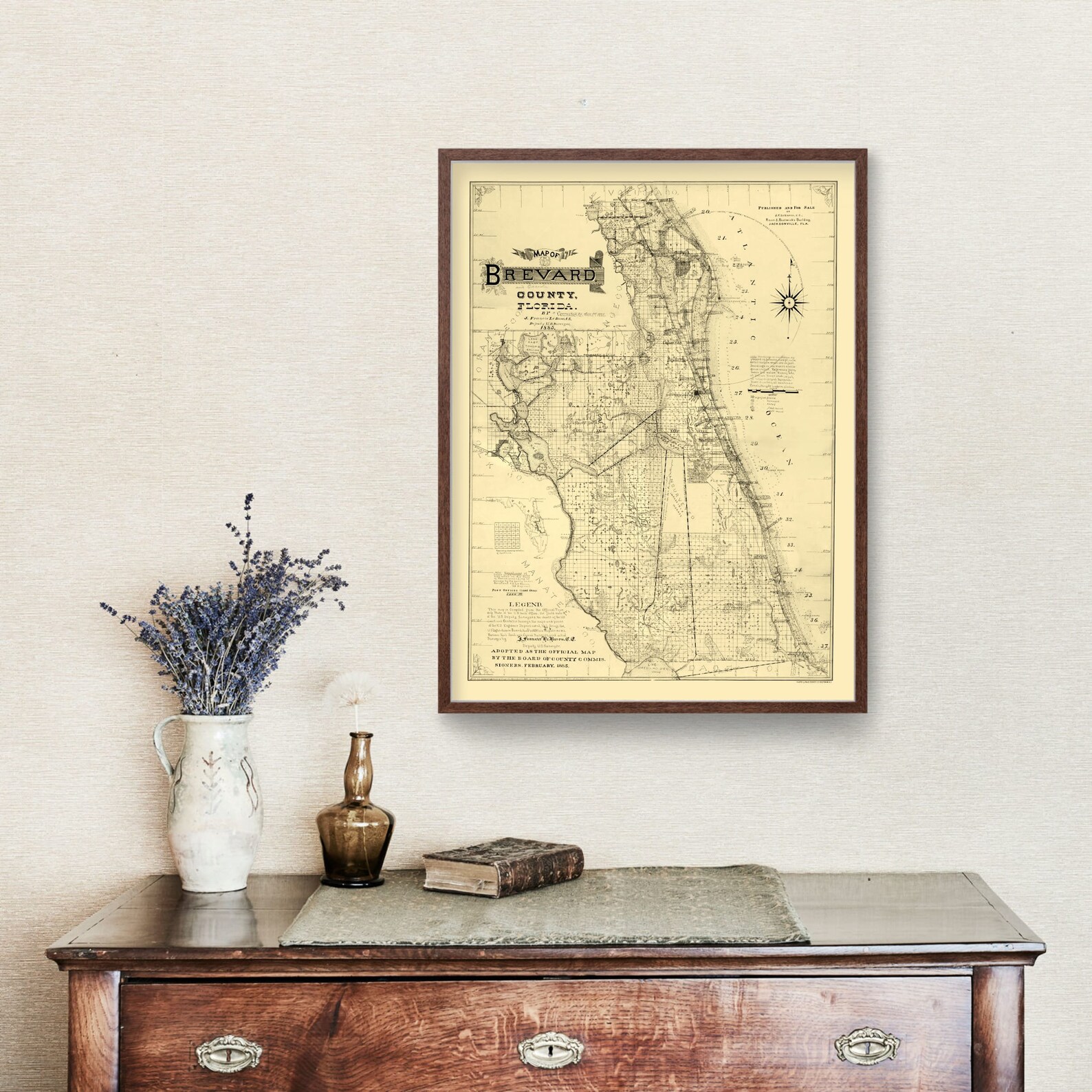 Brevard County Florida Map 1893 - Old Map of Brevard County Florida Art ...