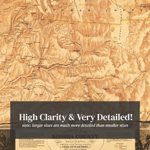 Sierra County Map 1874, Vintage Sierra County Map, Old Sierra County ...