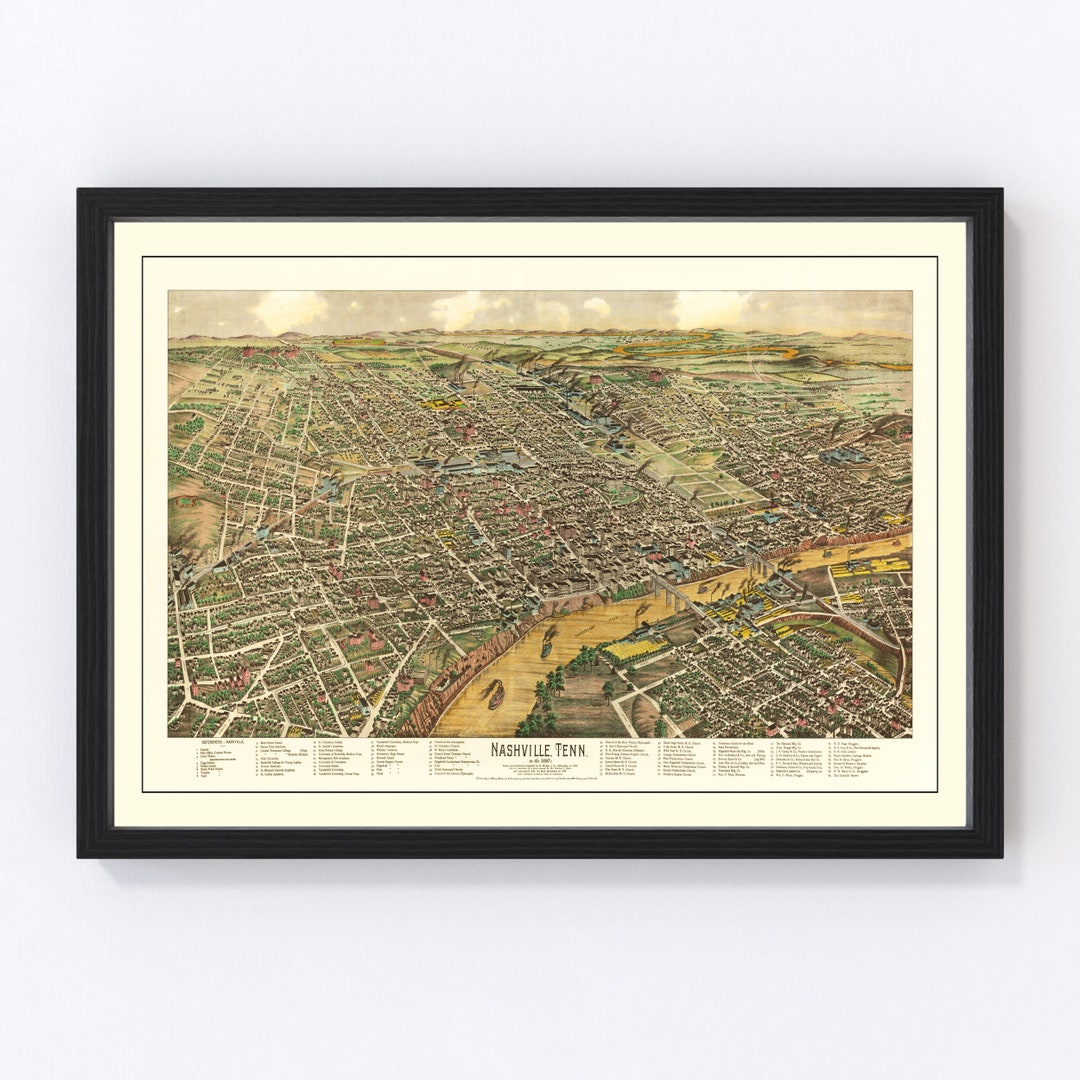 Nashville Map 1958 Old Map of Nashville Tennessee Art Vintage Print ...