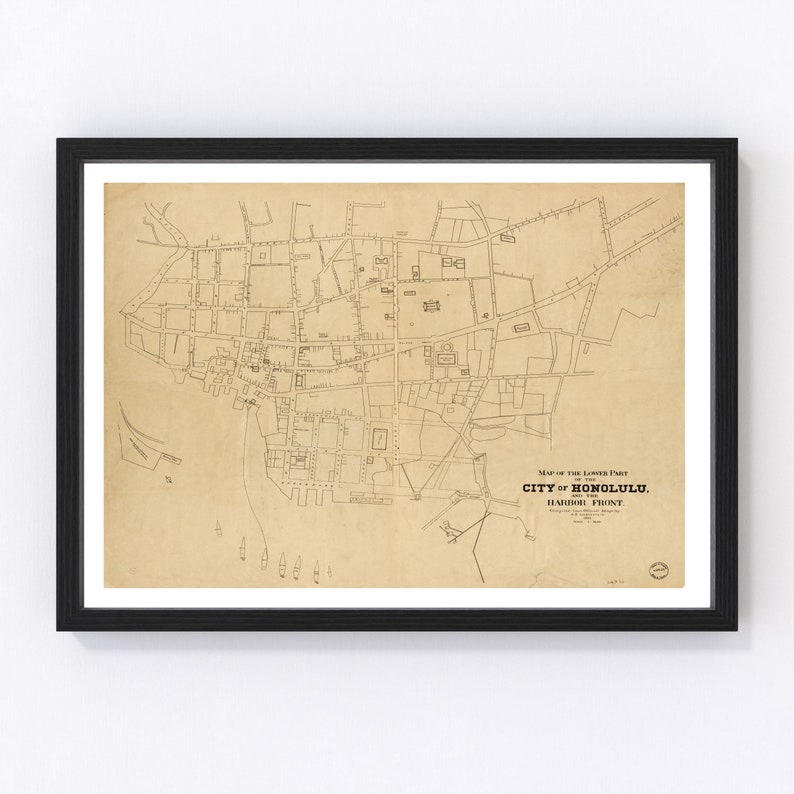 Honolulu Map 1893 Old Map of Honolulu Hawaii Art Vintage - Etsy