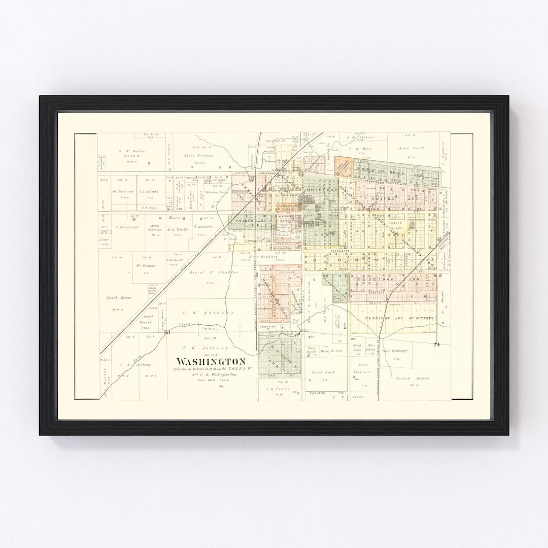 Washington Map 1891 Old Map of Washington Illinois Art Vintage Print ...