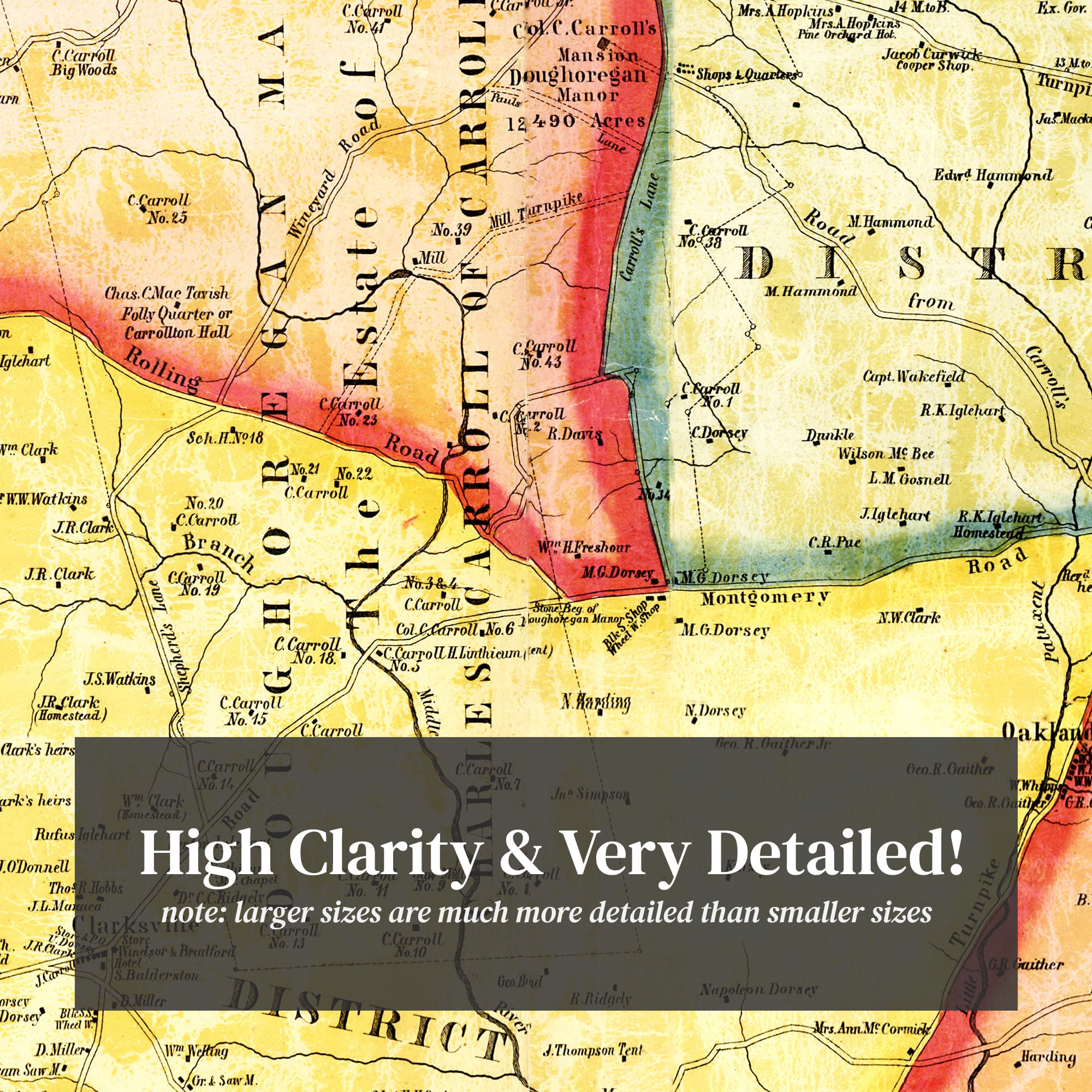 Howard County Maryland Map 1860 Old Map of Howard County - Etsy