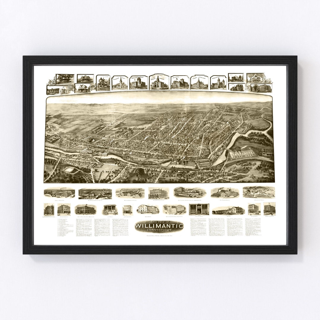 Willimantic Map 1909 Old Map of Willimantic Connecticut Art Vintage ...
