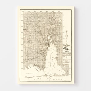 Mobile County Alabama Map 1895 - Old Map of Mobile County Alabama Art ...