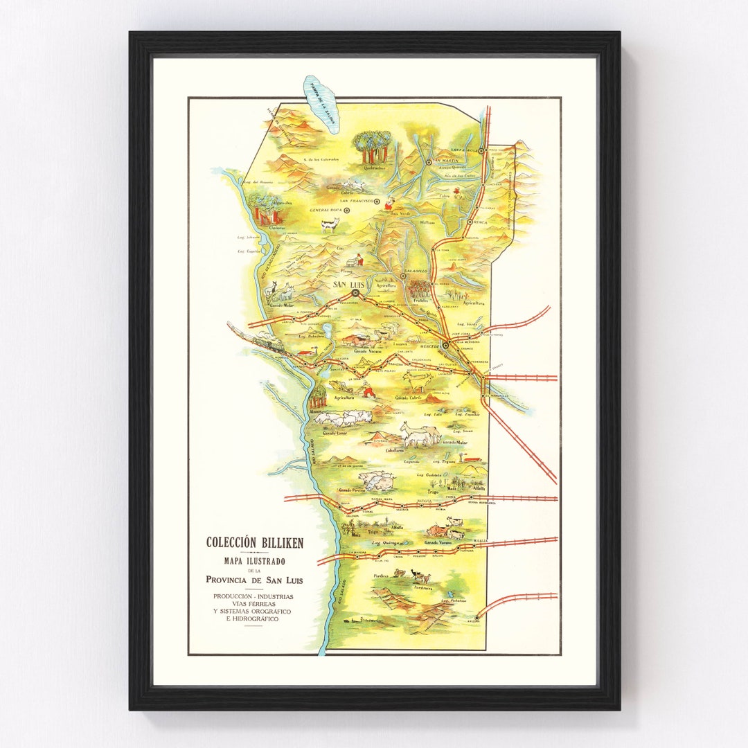 San Luis Map 1933, Vintage San Luis Map, Old San Luis Art, Wall Art ...