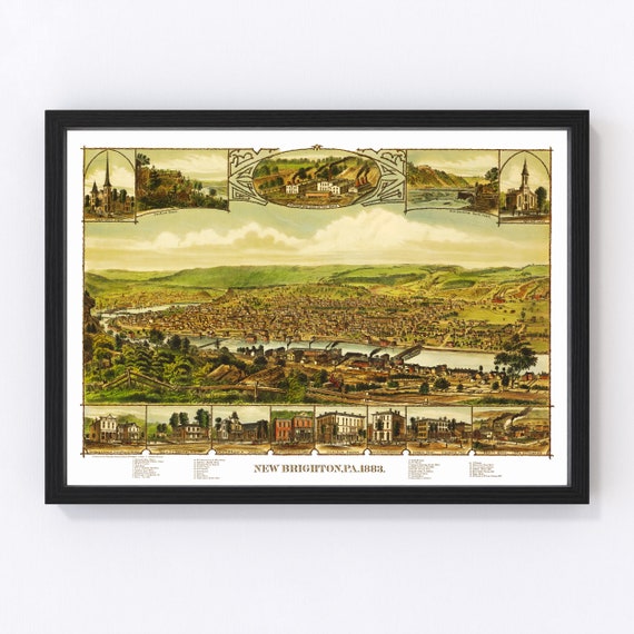 New Brighton Map 1883 Old Map of New Brighton Pennsylvania - Etsy