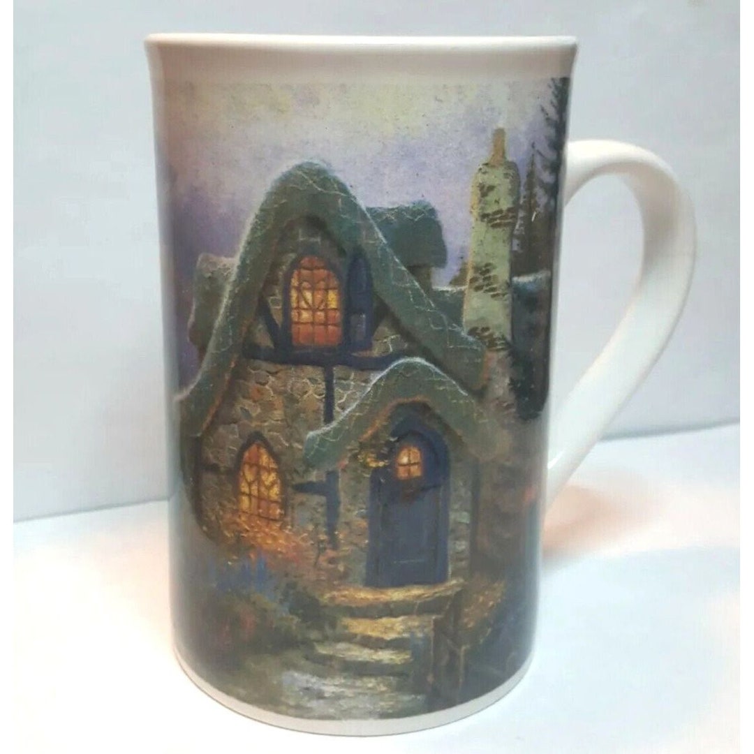 Thomas Kinkade Twilight Stone Cottage 5" Tall Coffee Mug Cup 2004 ...