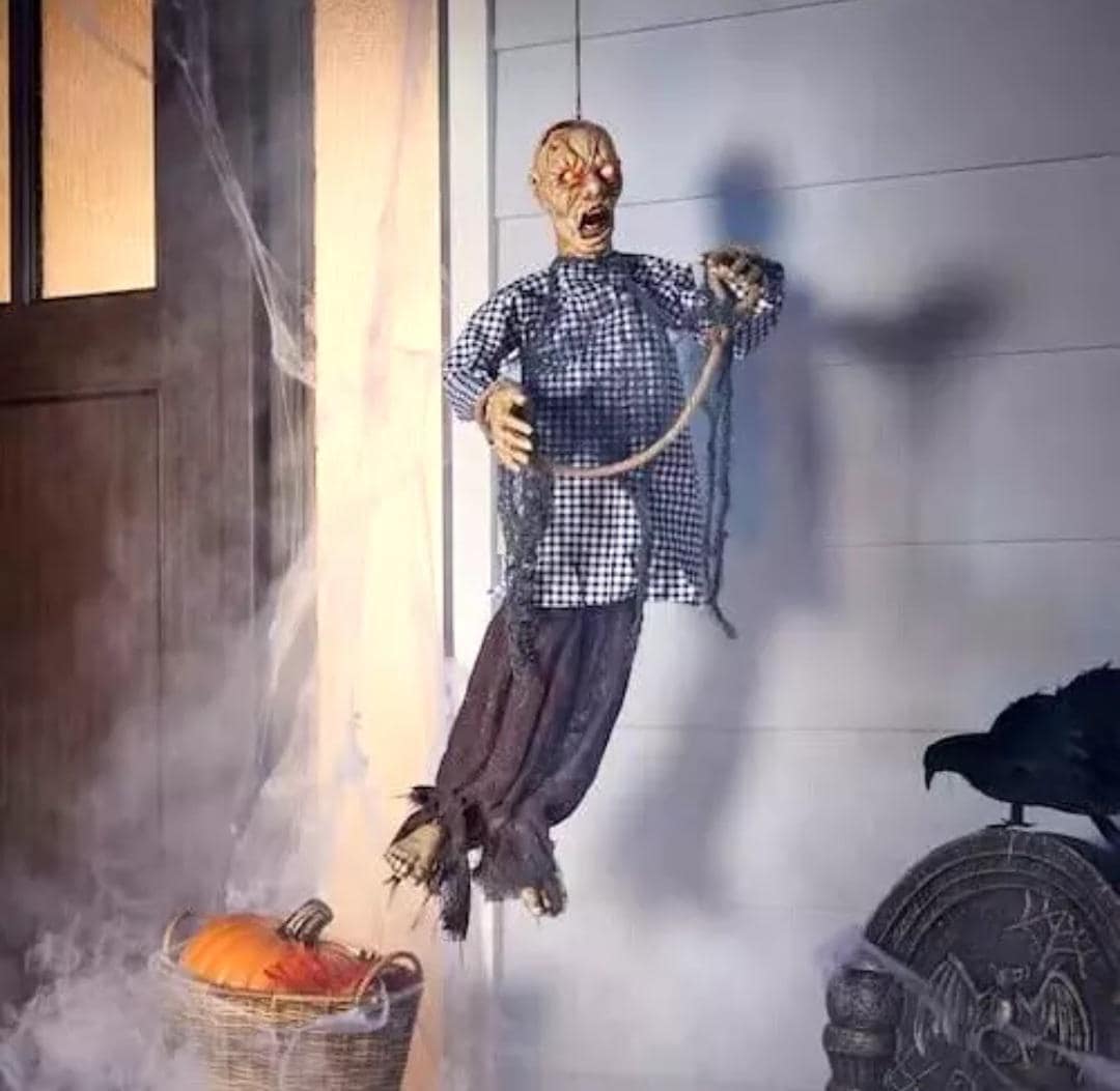 Gemmy Animatronic Lighted Halloween Hanging Zombie Decoration ...