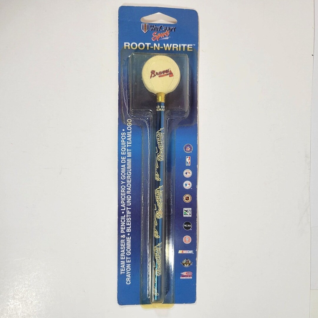 90's Atlanta Braves Pencil With Baseball Eraser ~ New in Package ...