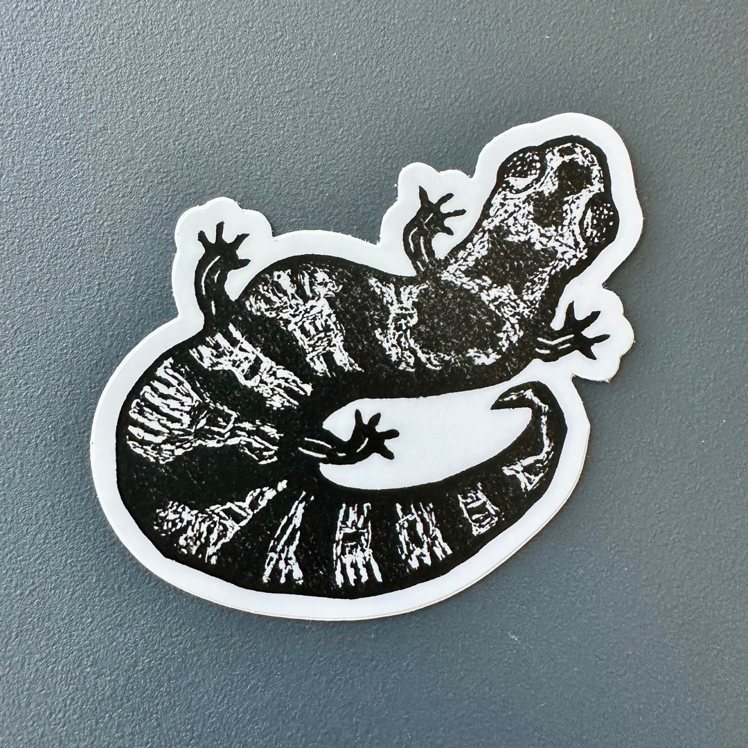 Marbled Salamander Sticker | Linocut Sticker | Vinyl Decal | Water ...