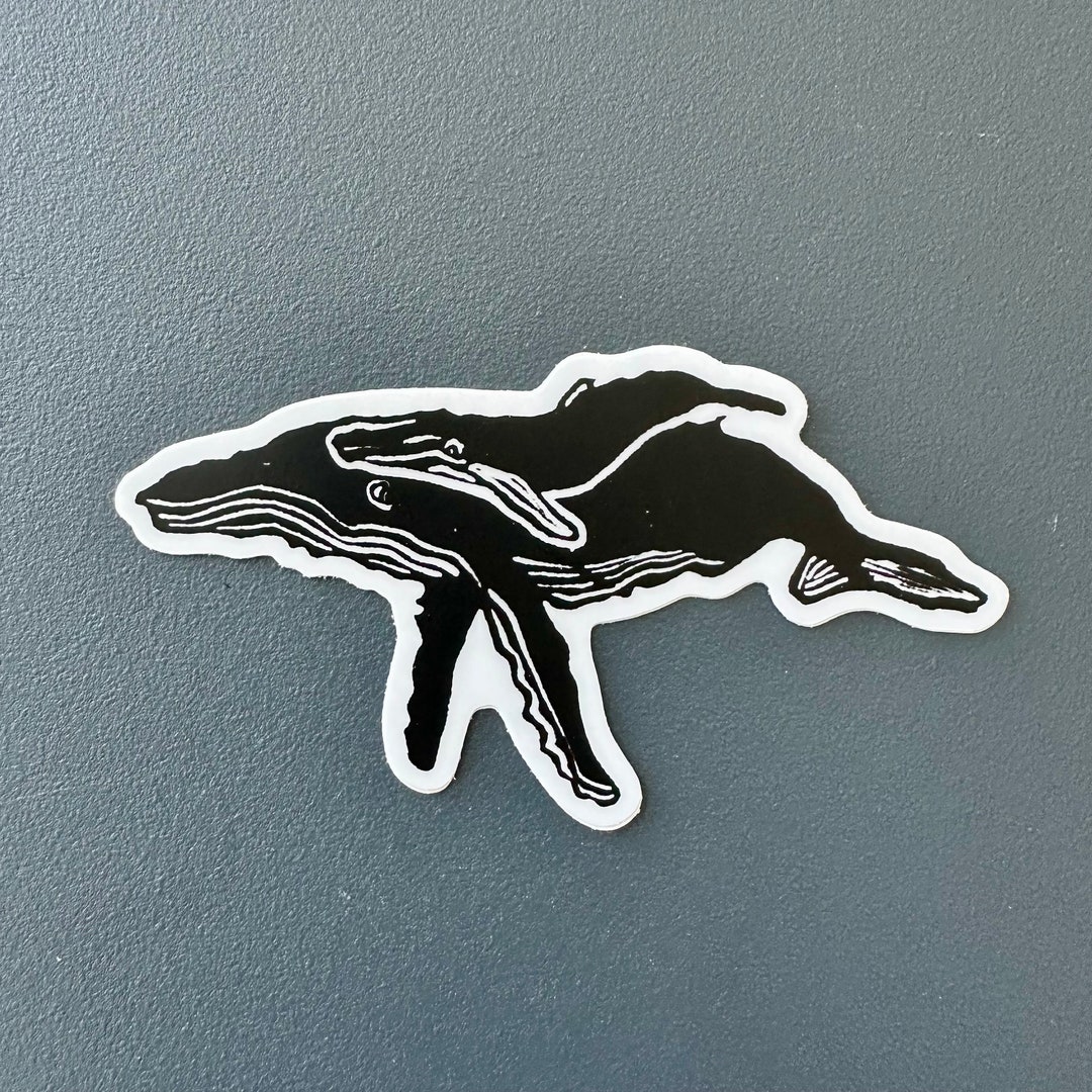 Humpback Whale Sticker | Linocut Sticker | Vinyl Decal | Water-proof ...