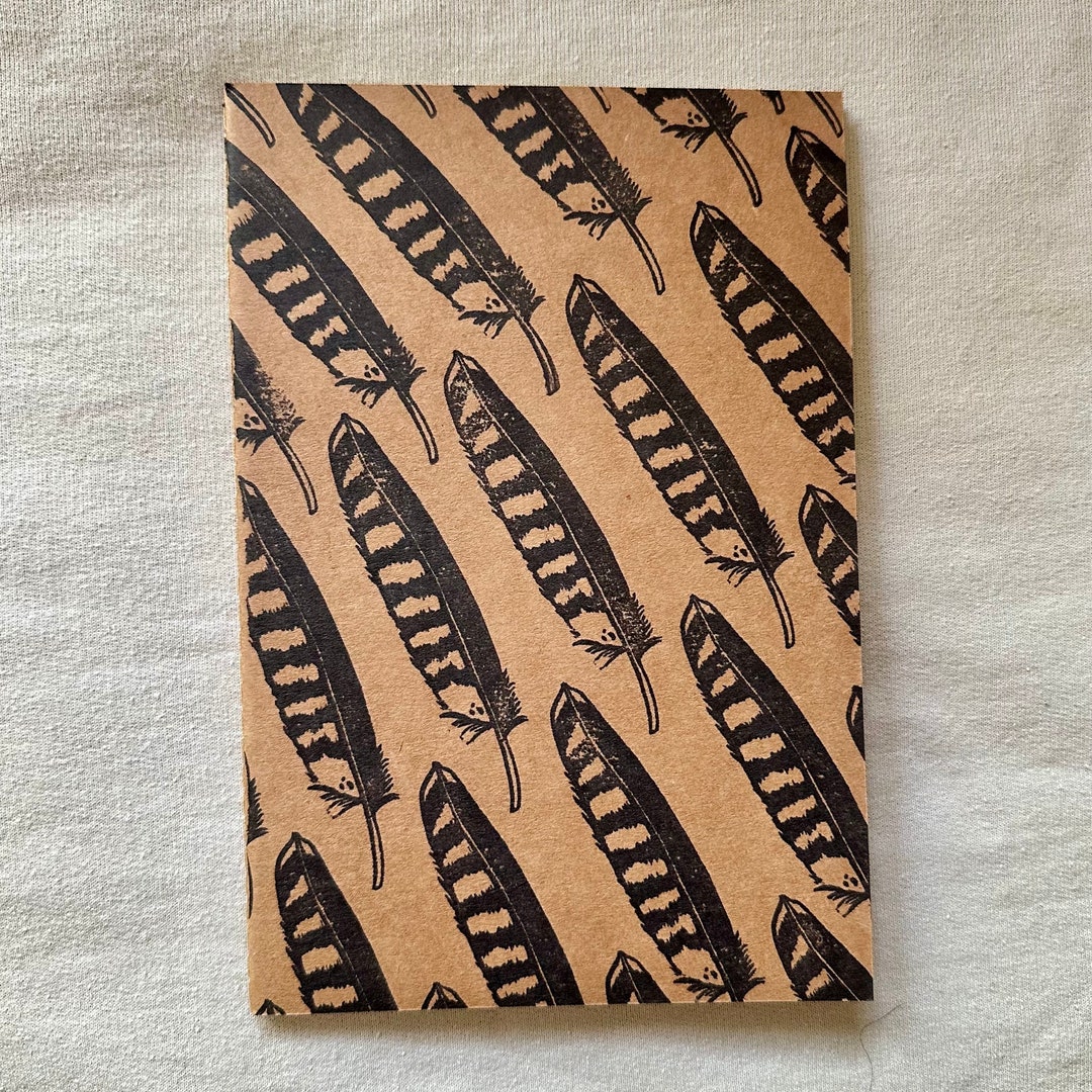Osprey Feather Notebook | 60-page | Linocut Art | Lined Journal | Size ...