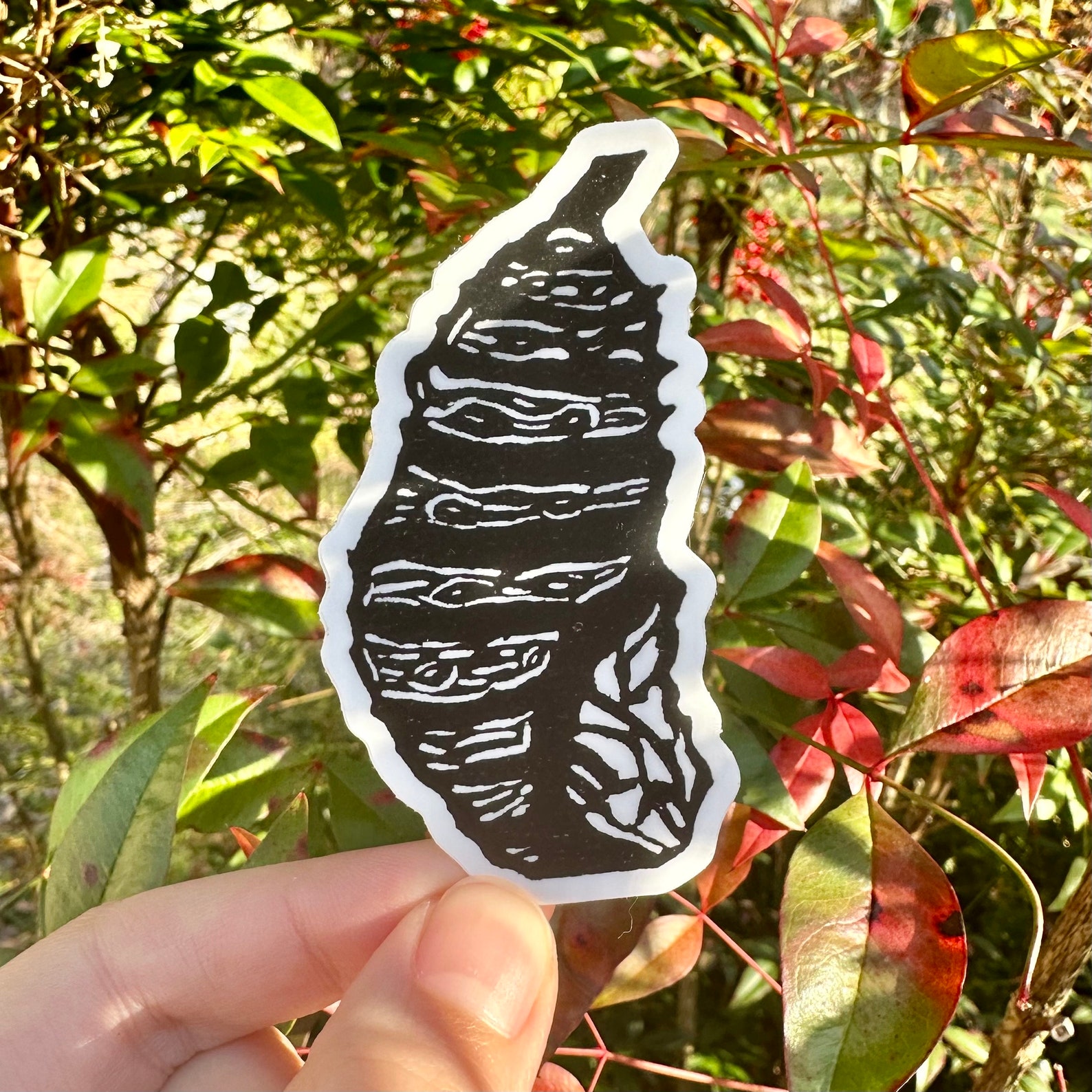 Monarch Chrysalis Sticker | Linocut Sticker | Vinyl Decal | Water-proof ...