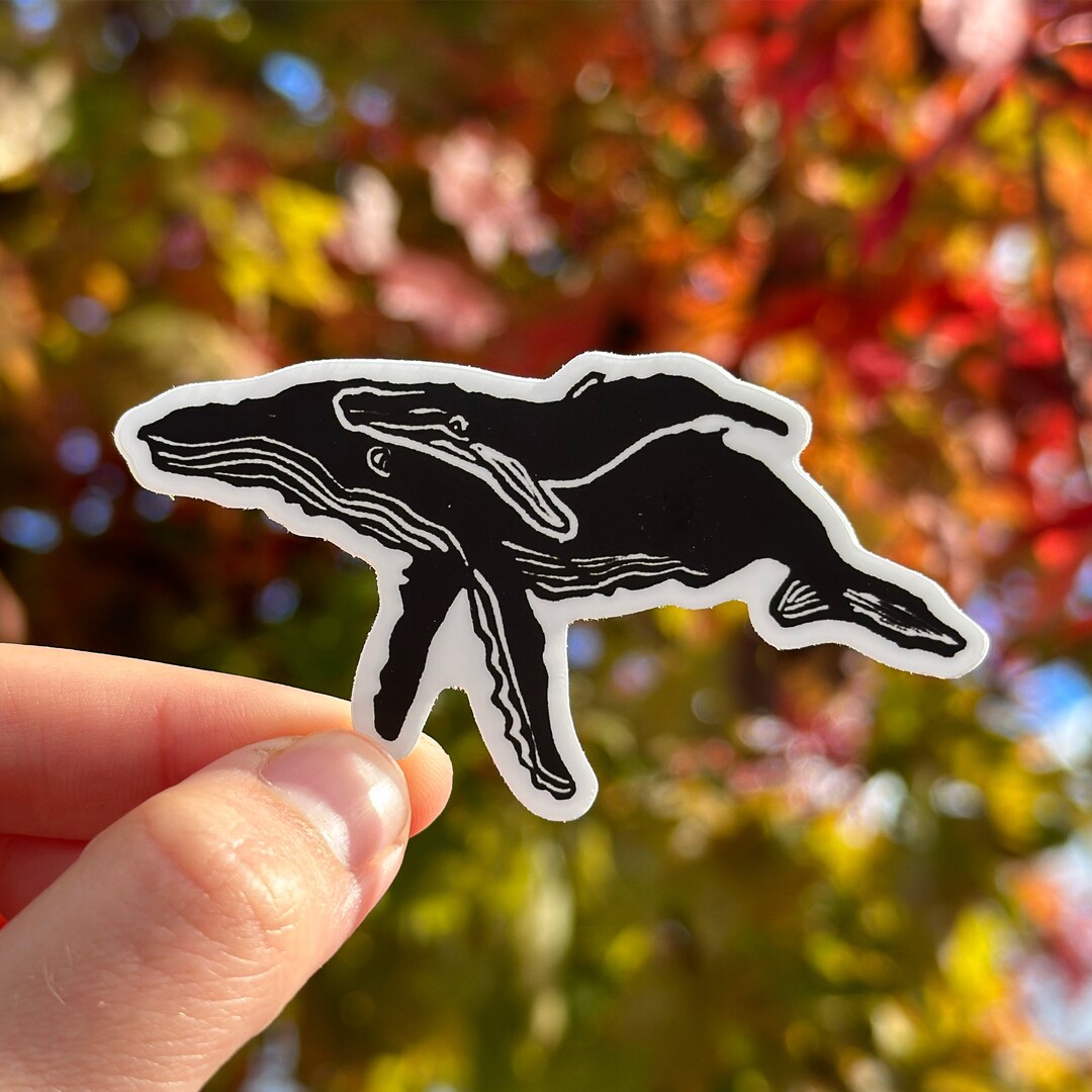Humpback Whale Sticker Linocut Sticker Vinyl Decal - Etsy