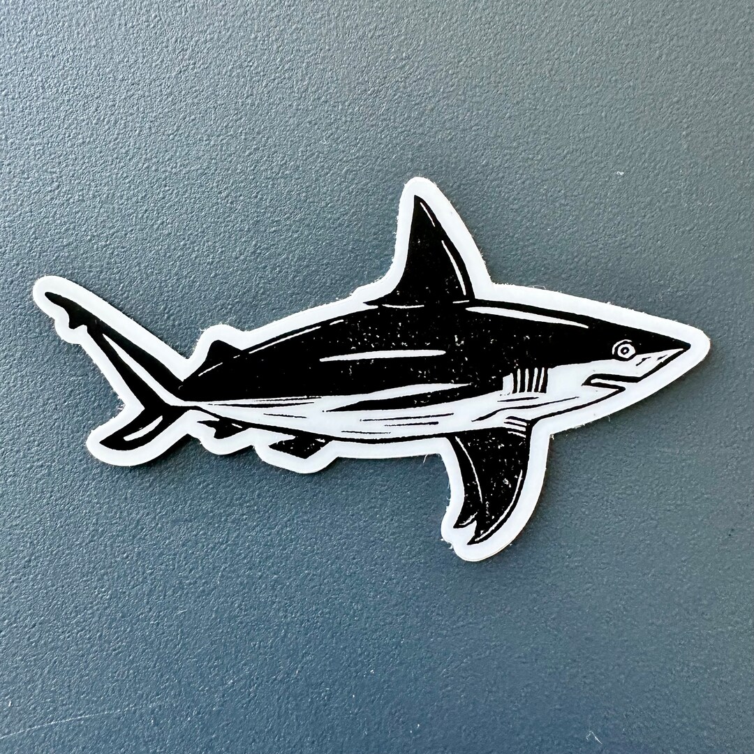 Sandbar Shark Sticker | Linocut Sticker | Vinyl Decal | Water-proof ...