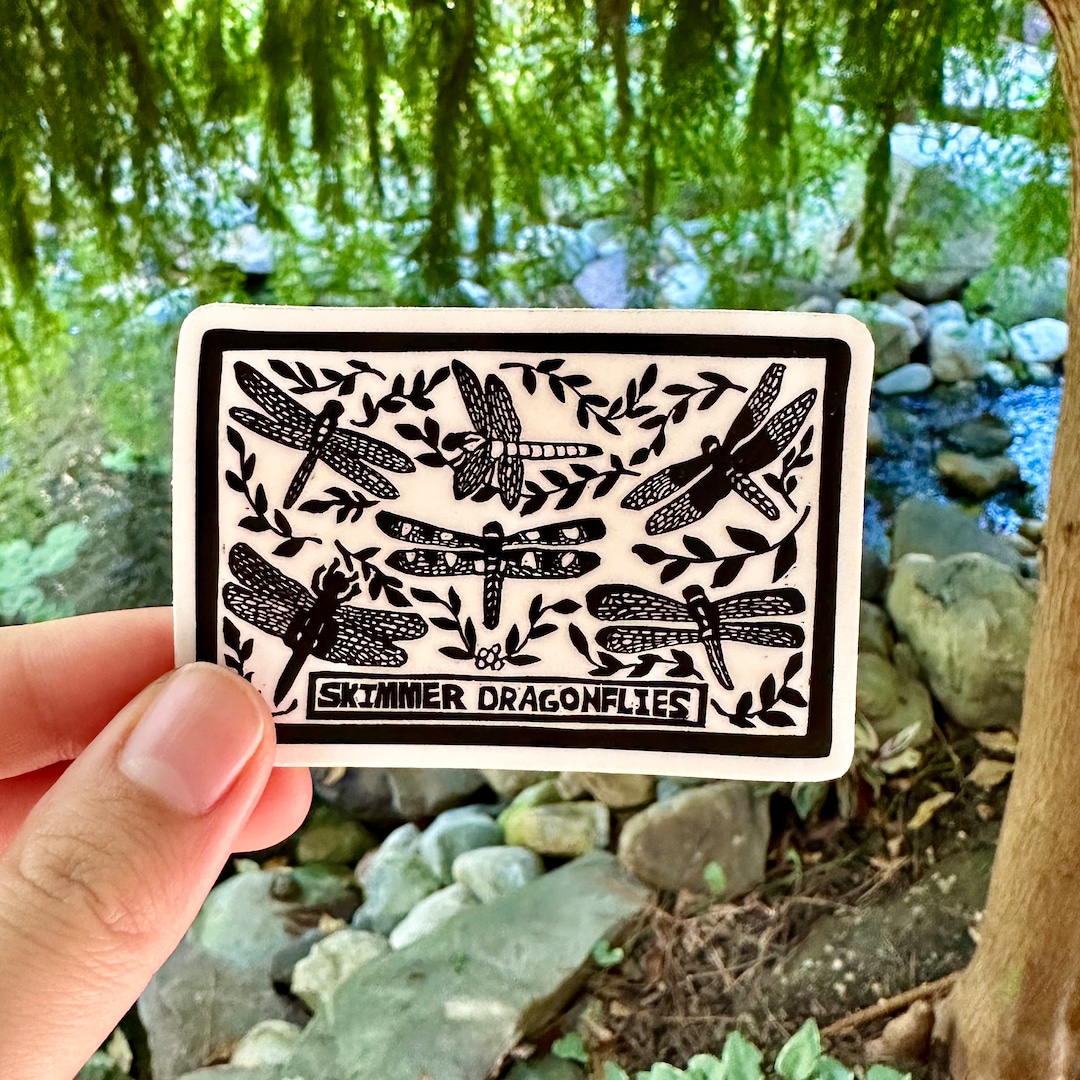 Skimmer Dragonflies Sticker Linocut Sticker Vinyl Decal - Etsy