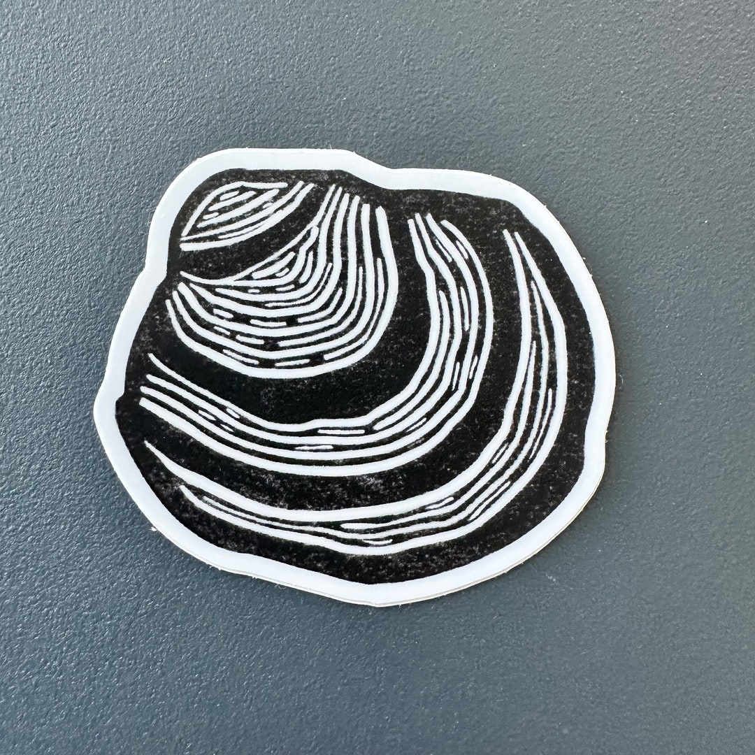 Sheepnose Mussel Sticker | Linocut Sticker | Vinyl Decal | Water-proof ...