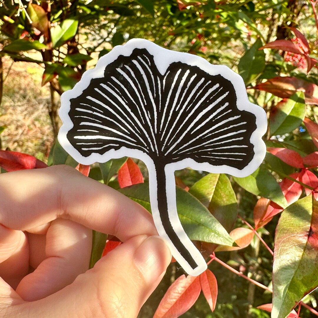 Ginkgo Leaf Sticker Linocut Sticker Vinyl Decal Water-proof Sticker 2. ...